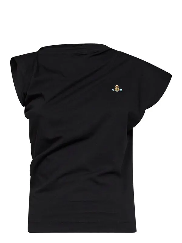 VIVIENNE WESTWOOD Black Cotton Jersey Draped Top - Multicolor