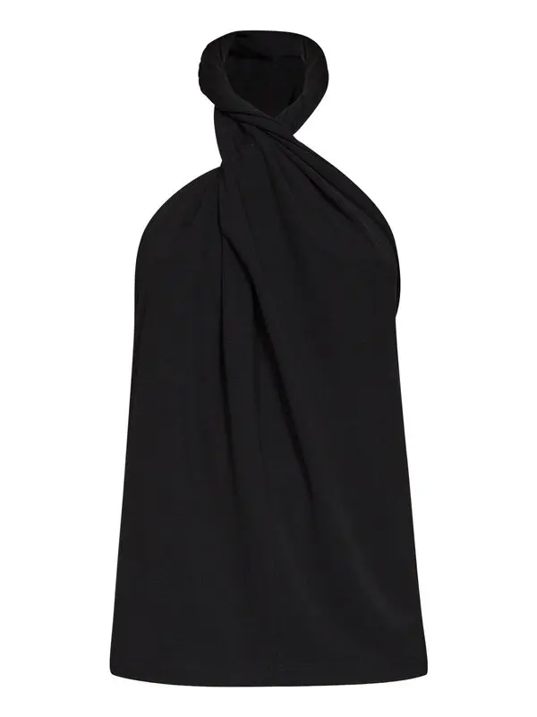 TOTEME Black Jersey Twisted Halter Top - Multicolor