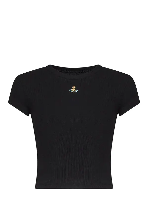 VIVIENNE WESTWOOD Cropped T-shirt With Orb Embroidery - Multicolor