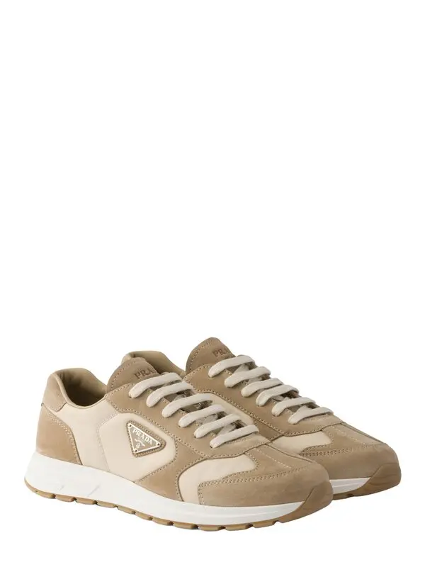Prada Prax Suede And Re-nylon Sneakers - Neutral