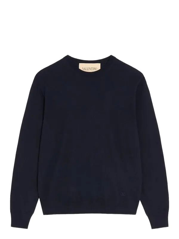 Valentino Garavani Wool Jumper With Vlogo Embroidery - Blue