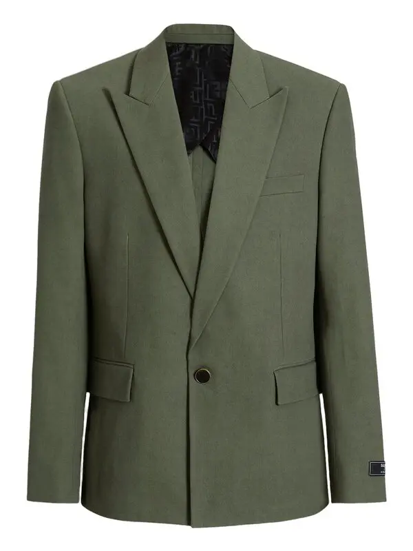 Balmain Cotton Twill 1-button Jacket - Khaki