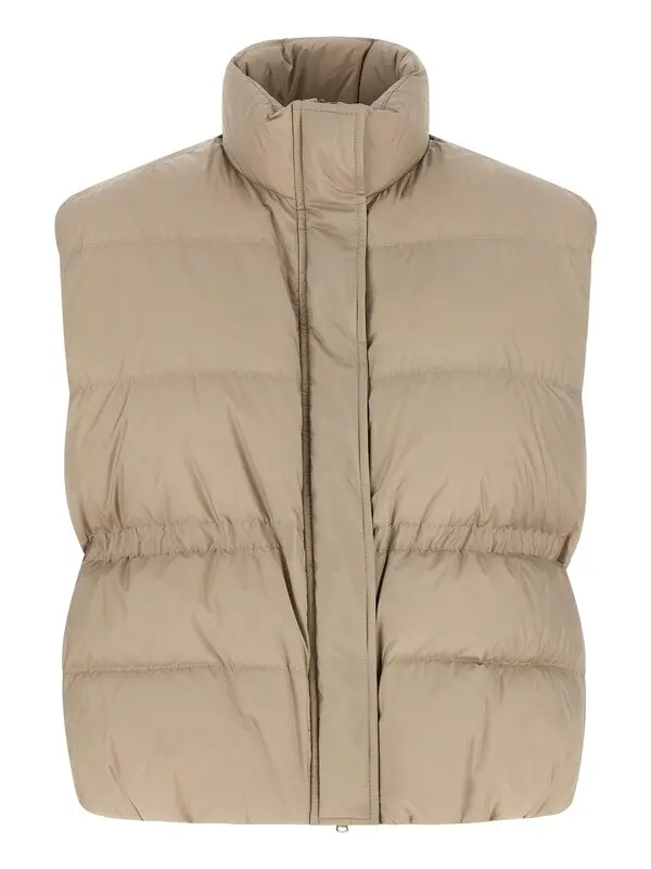 Brunello Cucinelli Quilted Puffer Vest With Monile Detail - Gray