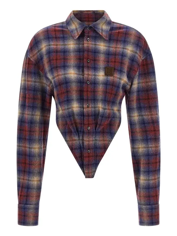 Dsquared2 Checkered Wool Shirt With Logo Patch - Multicolor