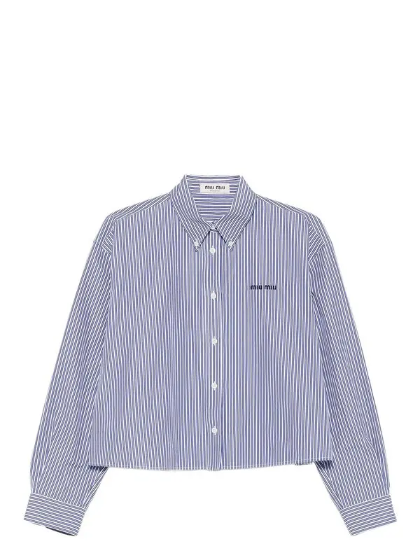 Miu Miu Micro Pinstripe Poplin Shirt - Blue