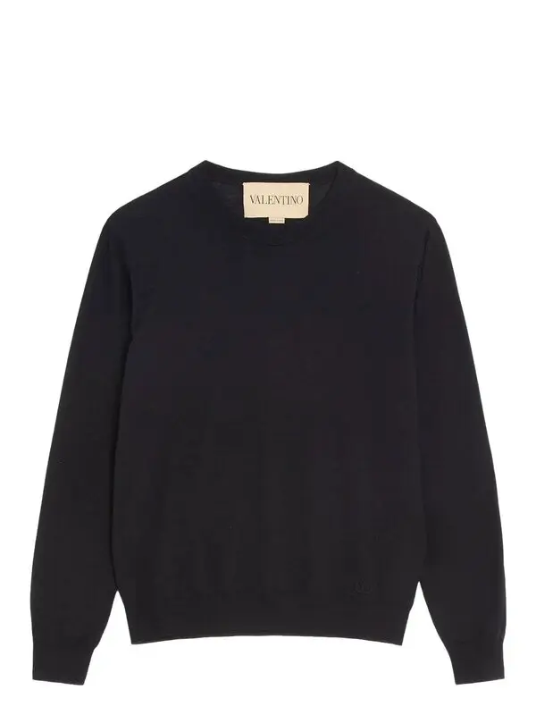 Valentino Garavani Wool Jumper With Vlogo Embroidery - Black