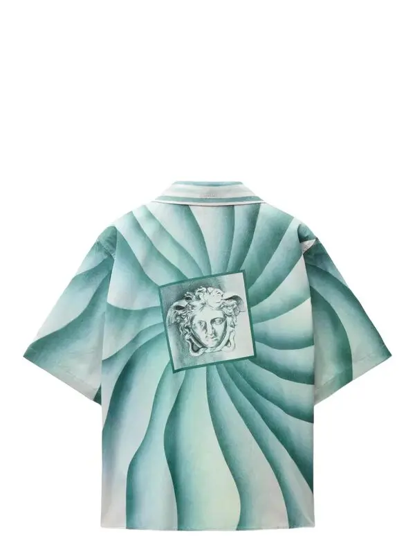 Versace Printed Cotton-poplin Shirt - Blue