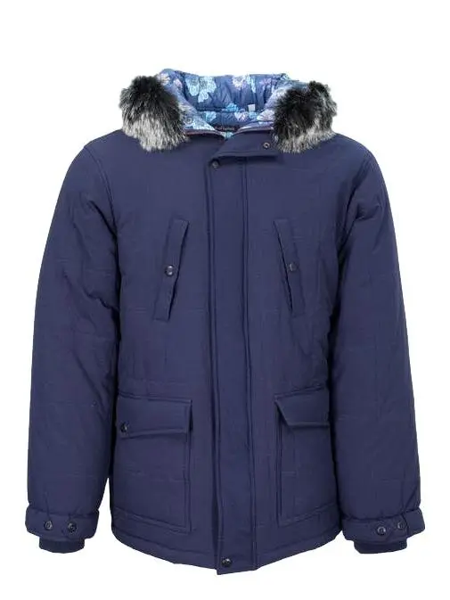 LORDS OF HARLECH Duffy Quilted Ripstop Parka Jacket - Navy