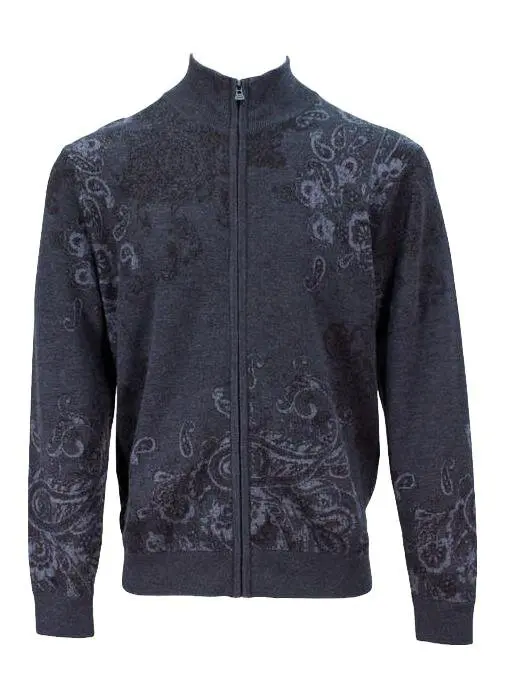 LORDS OF HARLECH Frederick Merino Wool Silk Cashmere Full-zip Cardigan - Charcoal