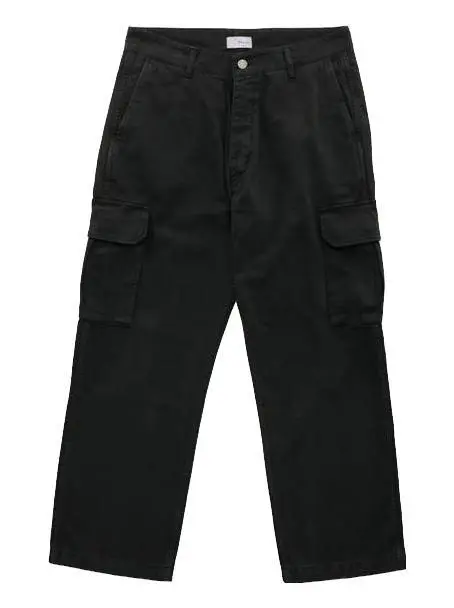 WOLF VS. GOAT (WVG) Wolf Vs. Goat Herringbone Garment-dyed Cargo Pants - Black