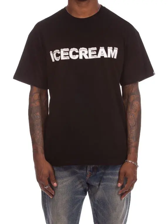 ICECREAM Snow Top Cotton Graphic T-shirt - Black