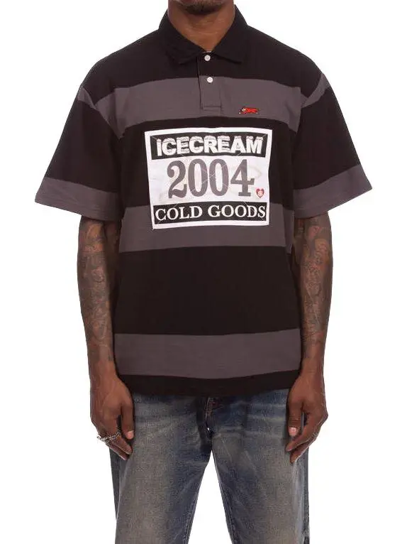 ICECREAM Strawberry Appliqué Polo - Black