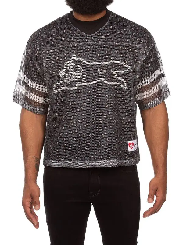 ICECREAM Eskimo Oversized Mesh V-neck Jersey With Running Dog Icon - Black