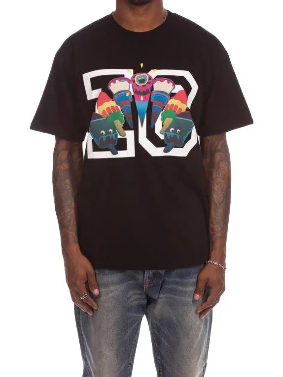 ICECREAM Friends Cotton Graphic T-shirt - Black