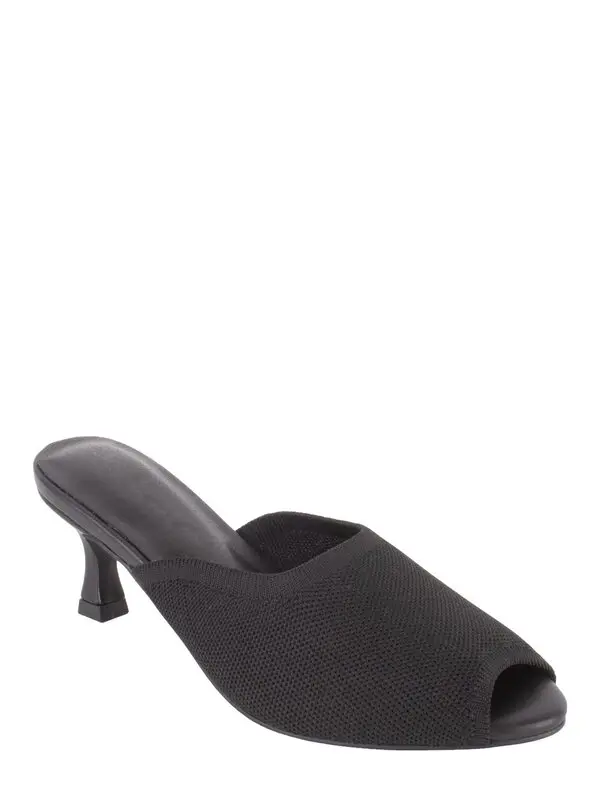 Tahari Maui Peep Toe Kitten Heel Slide Sandal - Black