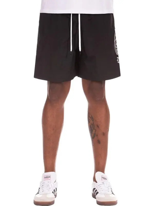 BILLIONAIRE BOYS CLUB Nylon Drawstring Shorts With Helmet Graphic - Black