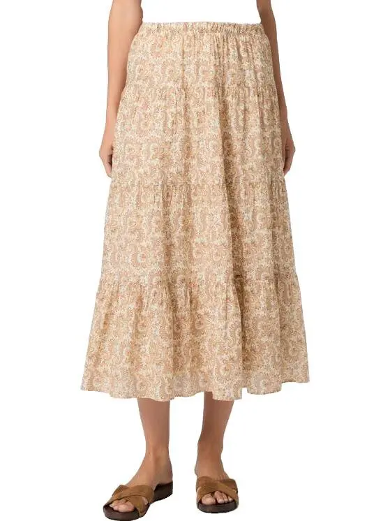 Paige Calabria Print Tiered Maxi Skirt - Bone Multi
