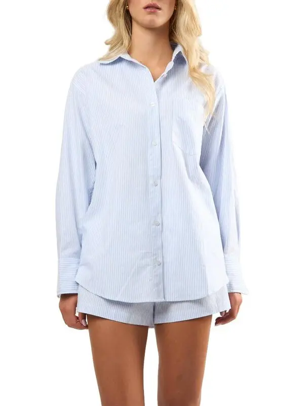 VIENS AVEC MOI The Hamptons Oxford Cotton Shirt - Blue
