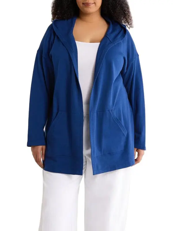 Eileen Fisher Organic Cotton Terry Hooded Jacket - Deep Dive