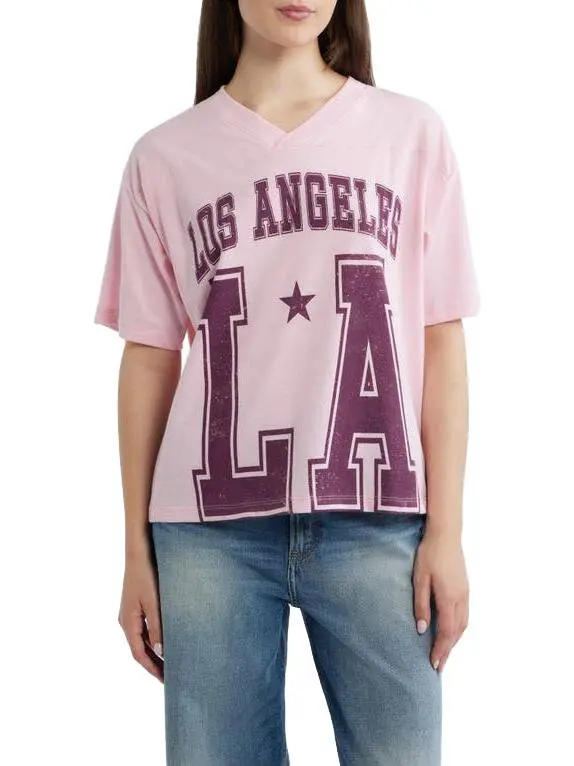 VINYL ICONS La Graphic Football T-shirt - Pink