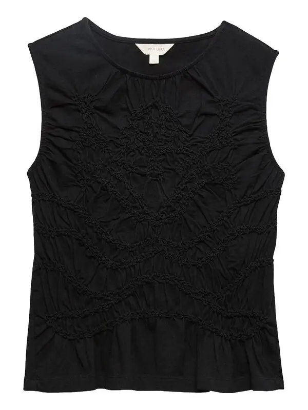 PER UNA BY M&S Sleeveless Cotton Jersey Tank Top - Black