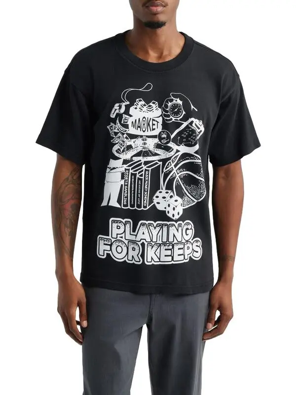 MARKET Playing For Keeps Cotton Graphic T-shirt - Black