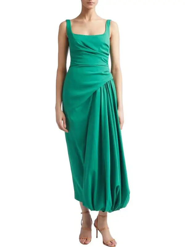 Lela Rose Asymmetric Faille Bubble Dress - Fern
