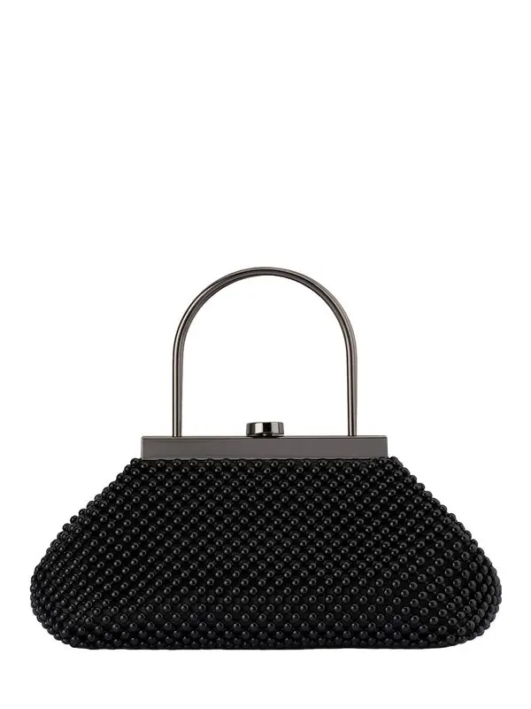 OLGA BERG Mimi Ball Mesh Frame Bag - Black