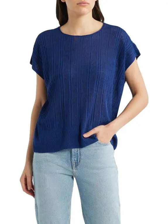 Eileen Fisher Variegated Rib Organic Cotton & Organic Linen Sweater - Deep Dive