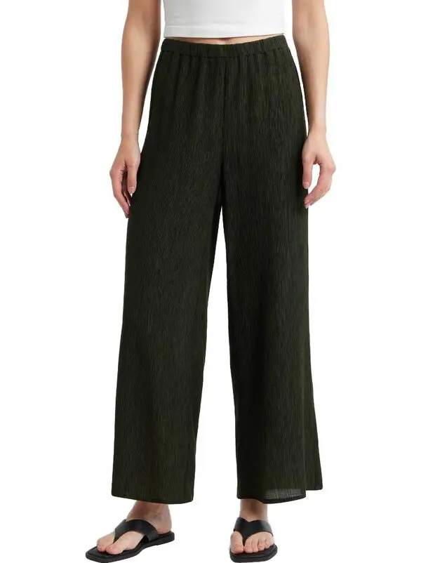 Eileen Fisher Wide Leg Ankle Pants - Seaweed