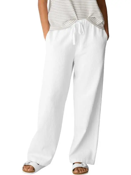 Eileen Fisher Organic Cotton & Organic Linen Straight Leg Pants - White