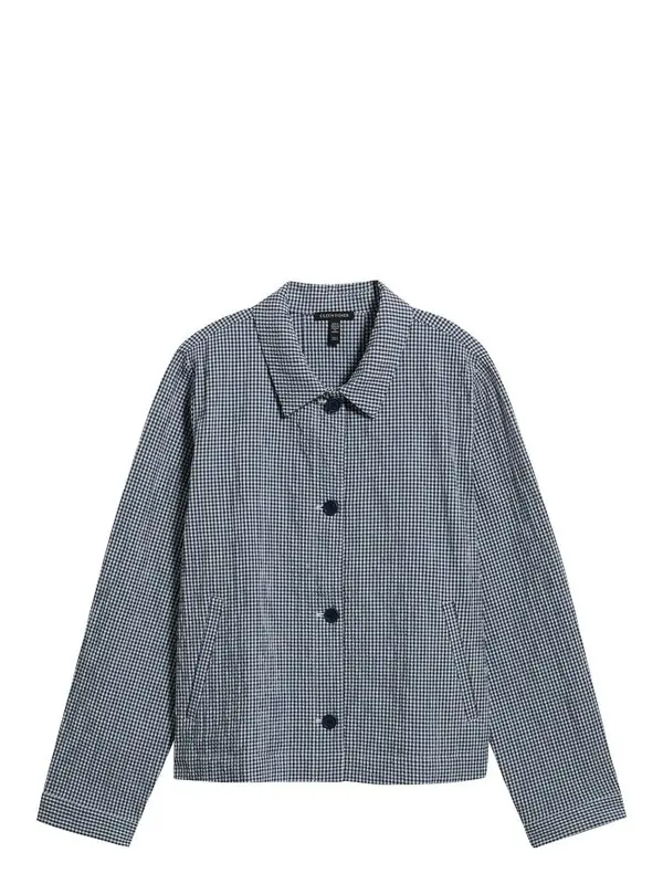 Eileen Fisher Check Stretch Cotton Jacket - Light Dive