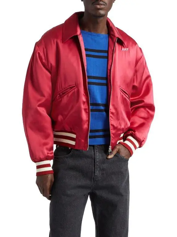 SECOND / LAYER Aces Satin Club Jacket - Red