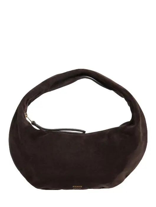 Khaite Mini Olivia Suede Hobo Bag - Ebano