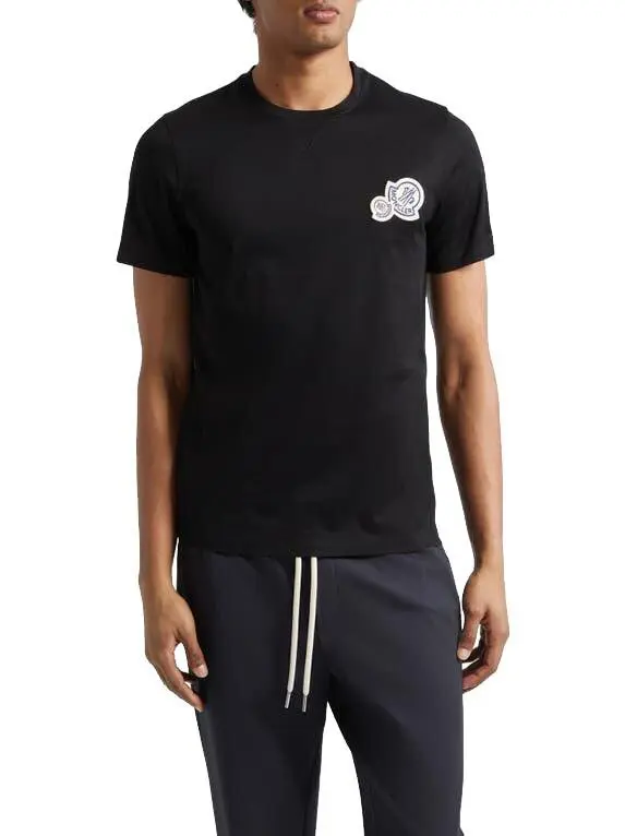 Moncler Logo Embroidered Cotton T-shirt - Black