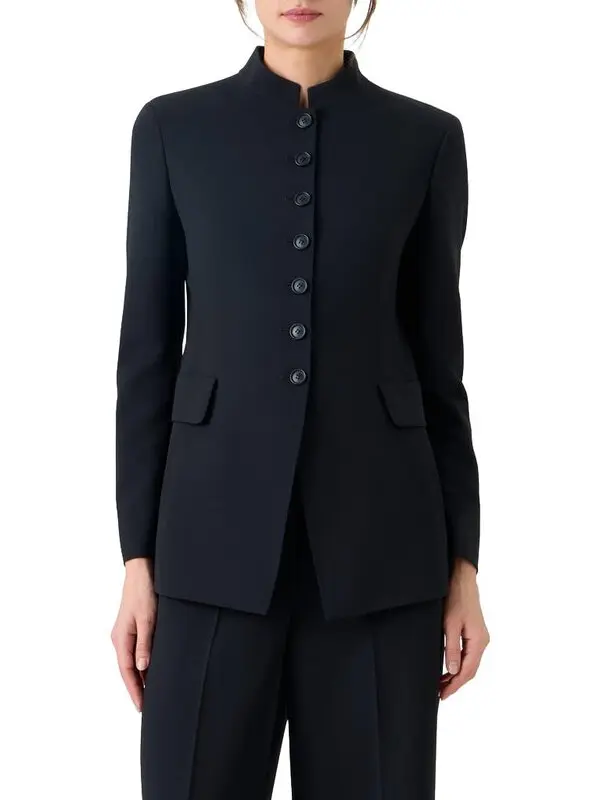 Akris Kev" Wool Blend Jacket With Stand Collar - Black