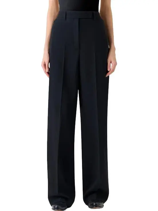 Akris Forest Wool Blend Straight Leg Pants - Black