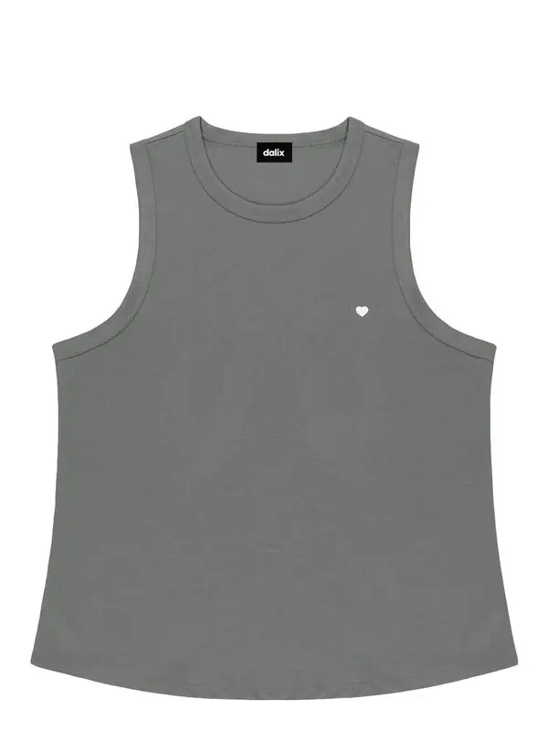 DALIX Lil Heart Cotton Jersey Tank - Shadow