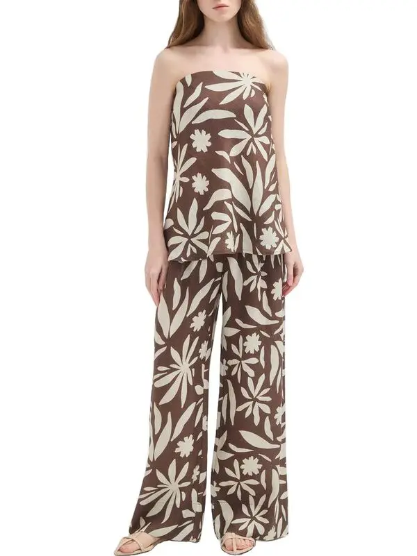 NUAJE NUAJE Rhea Wide-leg Linen Pants - Brown