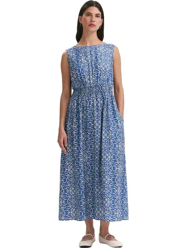 FINERY LONDON Willow Floral Sleeveless Midi Dress - Blue Batik