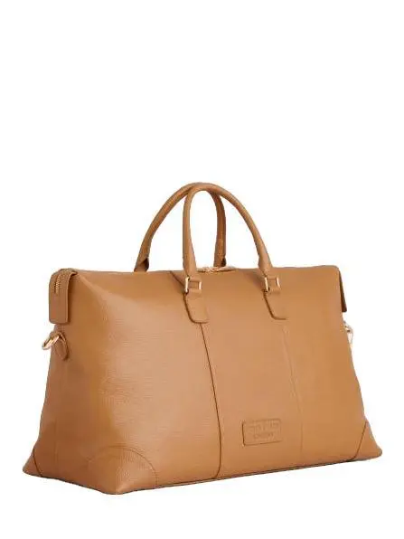 POM POM LONDON Full Grain Leather Weekend Bag With Tassel Detail - Maple
