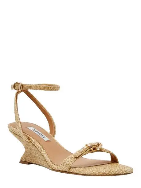 Steve Madden Zaloma Ankle Strap Wedge Sandal - Raffia