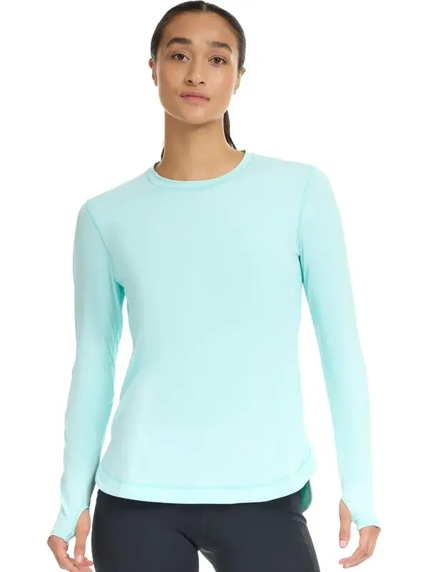 BLOQUV Long Sleeve Relaxed Scallop Top With Upf 50+ Sun Protection - Mint