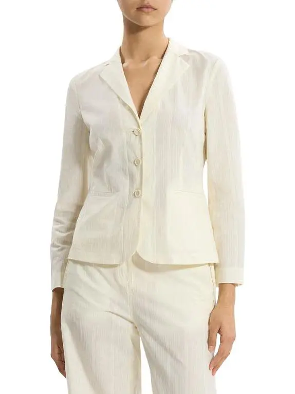 Theory Shrunken Organic Cotton Blazer - Ivory
