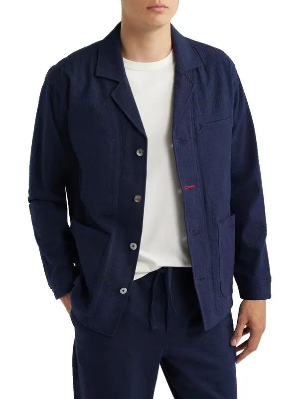 IMPERFECTS Mr. Lynch's Cunningham Seersucker Blazer - Dark Navy