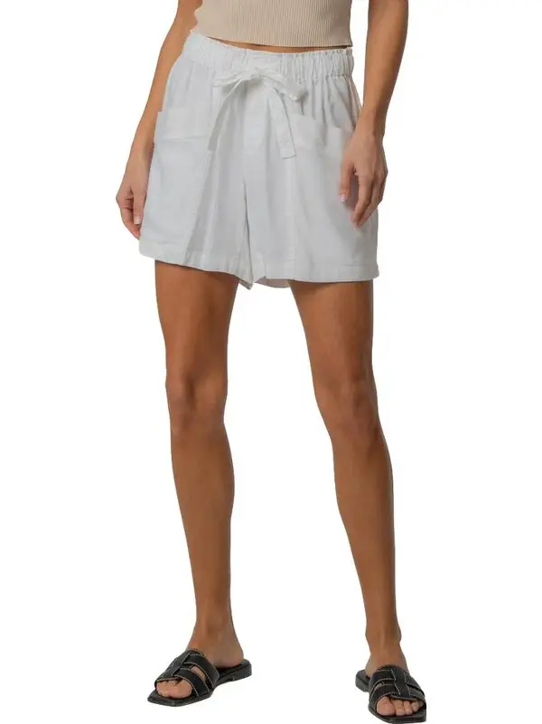 Kut From The Kloth Preston High Waist Linen Blend Shorts - White
