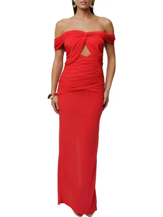 JLUXLABEL Alessandra Off-the-shoulder Dress With Cutout - Red