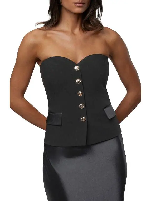 JLUXLABEL Strapless Button Detail Vest - Black