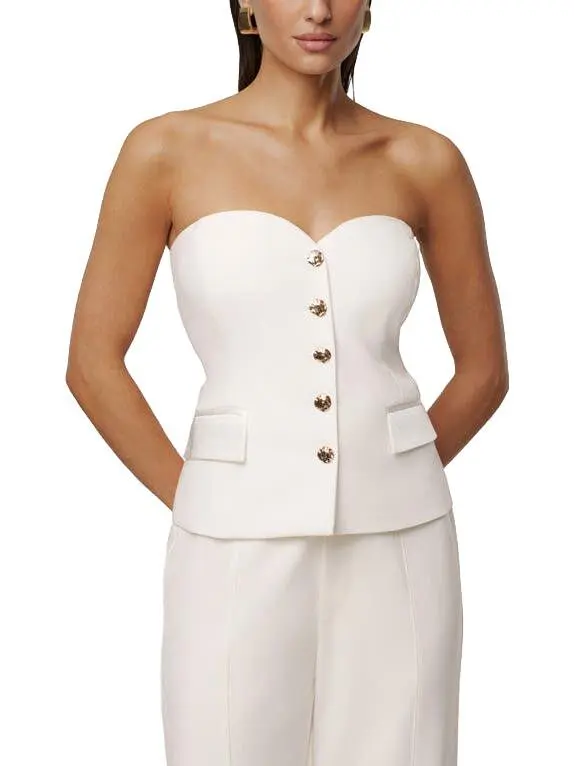 JLUXLABEL Strapless Button Detail Vest - Ivory