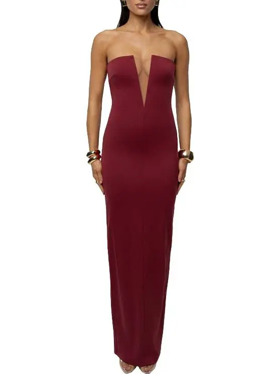 JLUXLABEL Midnight Illusion Strapless Gown - Red